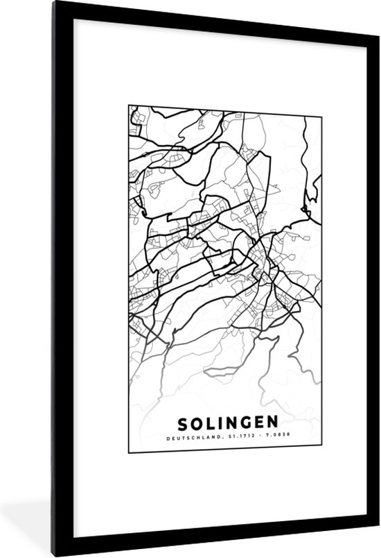 Fotolijst incl. Poster - Solingen - Plattegrond - Kaart - Stadskaart ...
