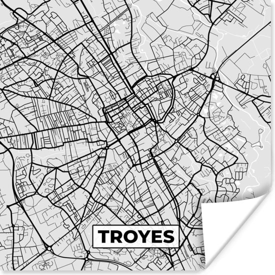 Poster Kaart - Stadskaart - Troyes - Plattegrond - Frankrijk - 50x50 cm ...