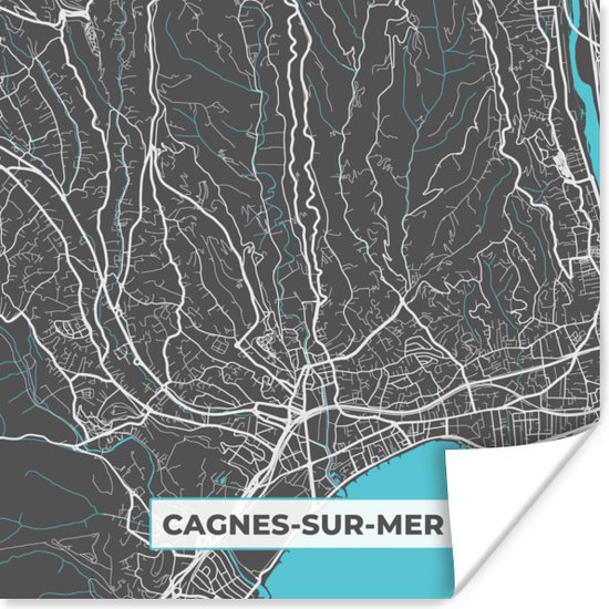 Poster Cagnes-sur-Mer - Frankrijk - Plattegrond - Kaart - Stadskaart ...