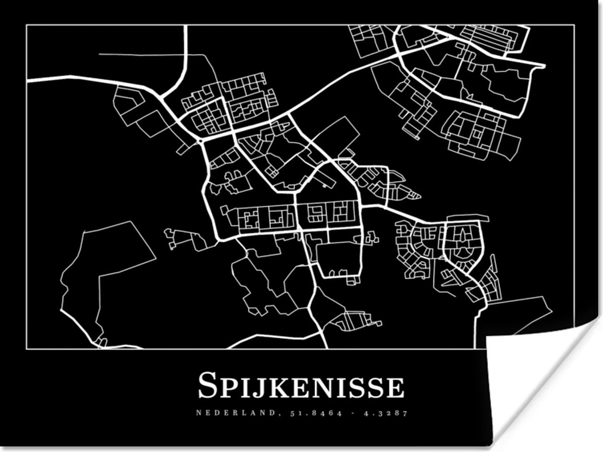 Poster Spijkenisse - Kaart - Stadskaart - Plattegrond - 80x60 cm | bol.com