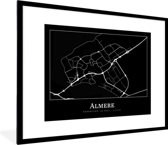 Fotolijst incl. Poster - Stadskaart - Almere - Kaart - Plattegrond ...