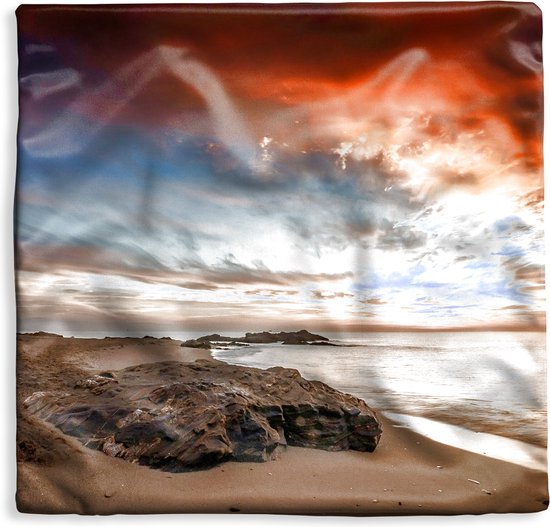 Kussenhoes 50x50 cm - Strand - Stenen - Avond - Lucht - Natuur - Katoen ...