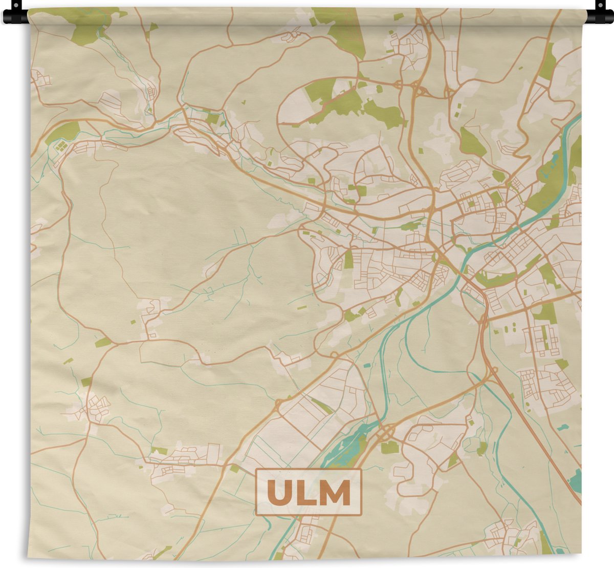 Wandkleed - Wanddoek - Kaart - Vintage - Plattegrond - Ulm - Stadskaart ...