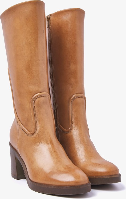 VIA VAI Taara Grace Hoge Laarzen - Cognac - Maat 39 | bol