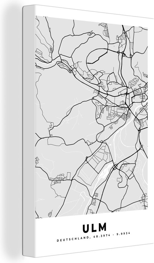 Canvas Schilderij Duitsland - Plattegrond - Kaart - Ulm - Stadskaart ...