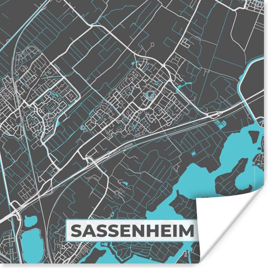 Poster Sassenheim - Kaart - Stadskaart - Plattegrond - 100x100 cm XXL ...