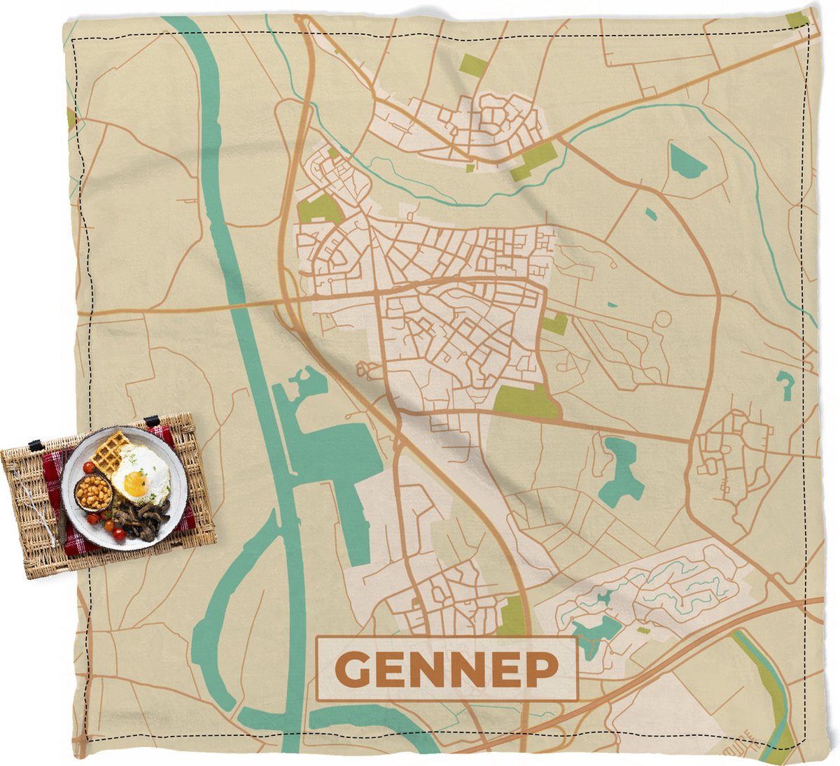 Picknickkleed - Buitenkleed - Plattegrond - Gennep - Vintage - Vloerkleed buiten -... | bol.com