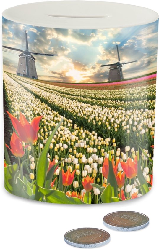 Spaarpot - Spaarblik - Windmolen - Tulpen - Lucht - Natuur ...