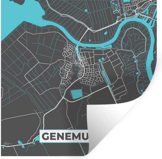 Muurstickers - Stadskaart - Kaart - Genemuiden - Plattegrond - 80x80 cm ...