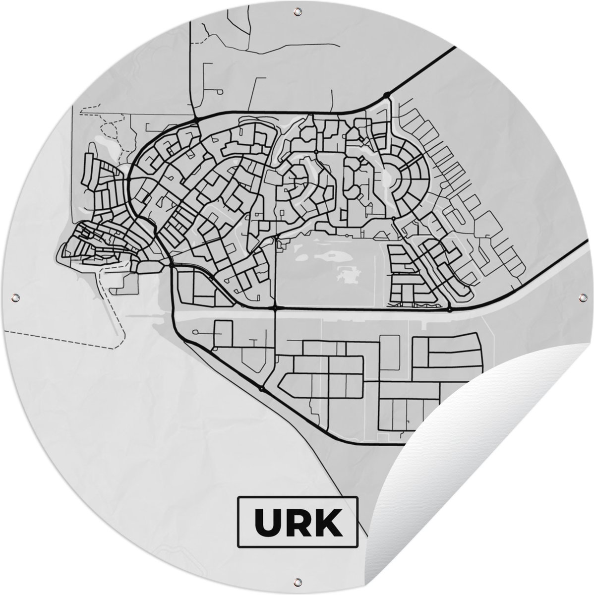 Garden Circle City Map - Urk - Grijs - Wit - 150x150 cm - Affiche ...