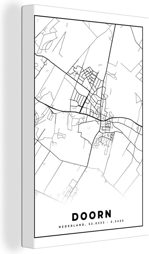 Canvas Schilderij Plattegrond - Doorn - Kaart - Stadskaart - 80x120 cm ...