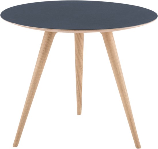 Gazzda Arp side table houten bijzettafel whitewash - met linoleum tafelblad smokey... | bol.com