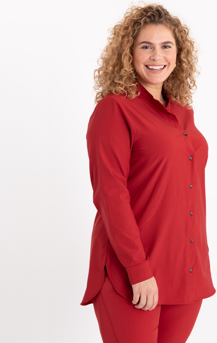 Rode Blouse van Je m'appelle - Dames - Plus Size - Travelstof - Maat 44 ...