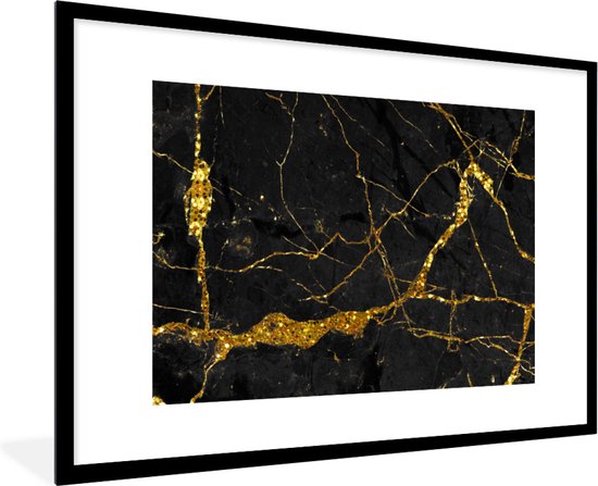 Cadre photo avec affiche - Marbre - Or - Zwart - Aspect marbre - Luxe ...