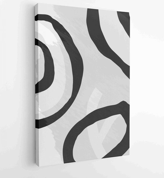 Zwart-wit abstracte muurkunst achtergrond vector 4 - Moderne schilderijen – Verticaal... | bol