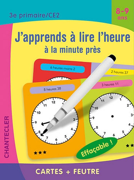 Cartes + feutre - J'apprends à lire l'heure (8-9 a.) | 9782803458349 ...