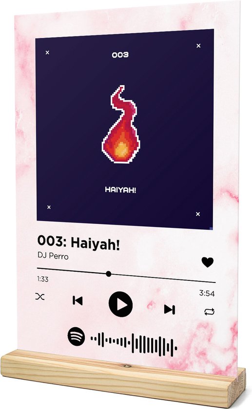 Songr Spotify Plaat - 003: Haiyah! - DJ Perro - 20x30 - Roze - Dibond ...