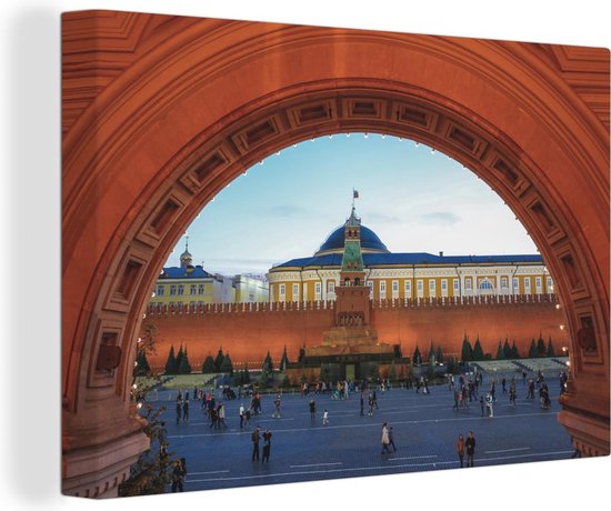 Canvas Schilderij Het Rode plein en het Kremlin in Rusland - 90x60 cm ...