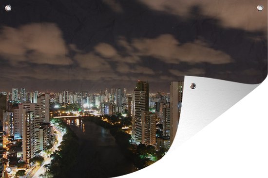 Tuinposter - Tuindoek - Tuinposters buiten - Nachtelijke skyline van ...