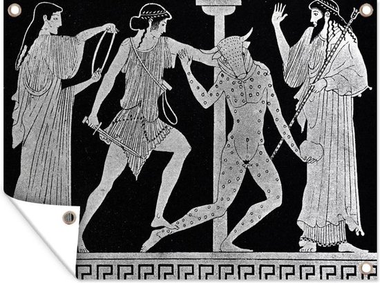 Tuinposter 160x120 cm - Tuindecoratie Een illustratie van Theseus die ...