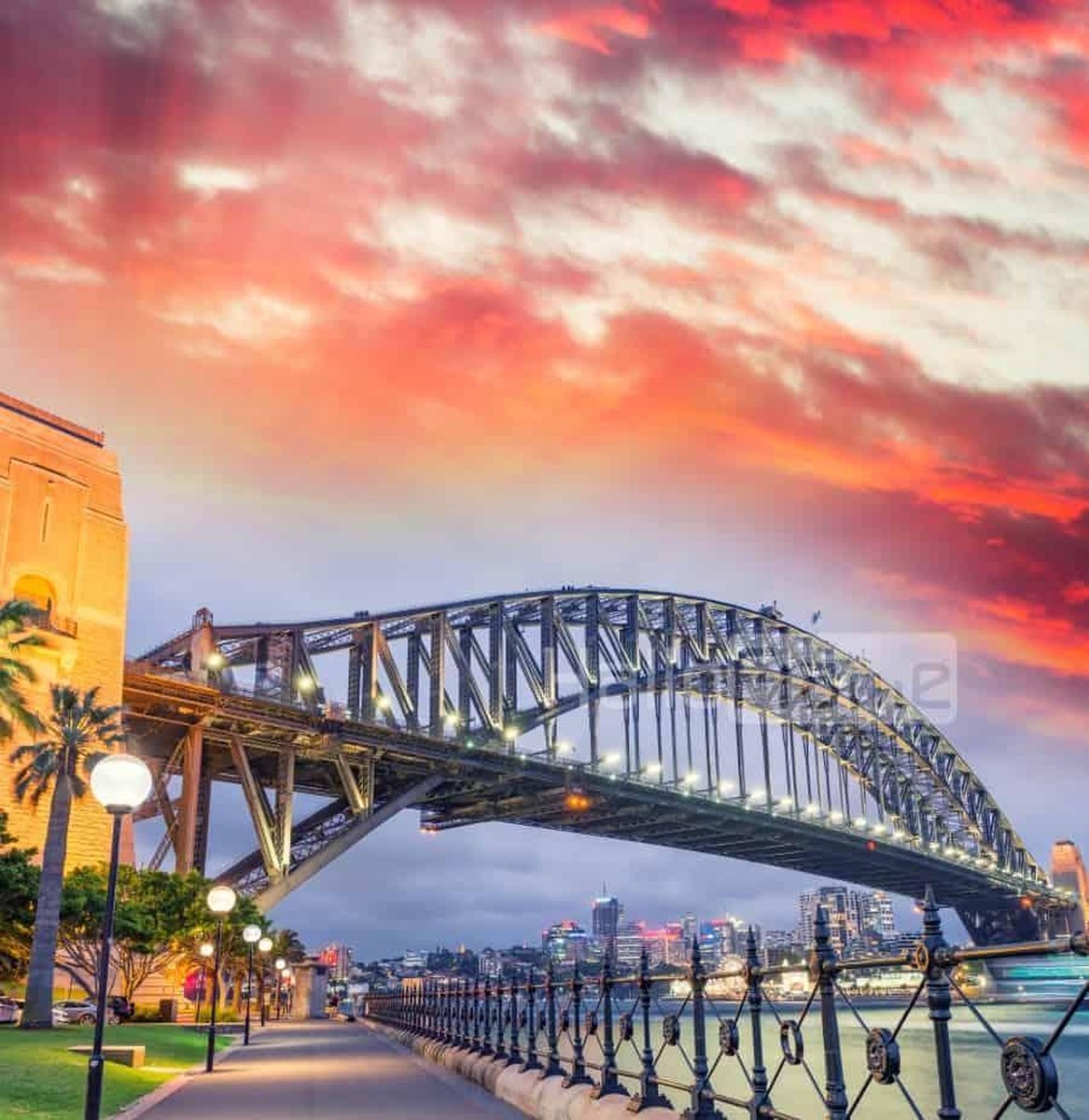 HalloFrame - Schilderij - Sydney Harbour Bridge Wand-beugels - Zwart ...