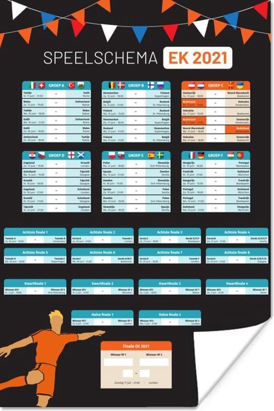 Poster EK 2021 - Speelschema - Voetbal - 80x120 cm | bol