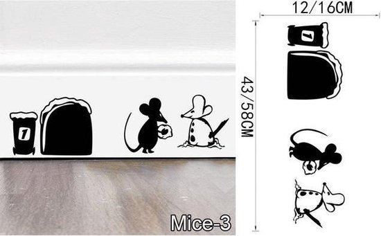 3D Sticker Decoratie Familie Baby Muis Gat Muurstickers voor kinderen ...