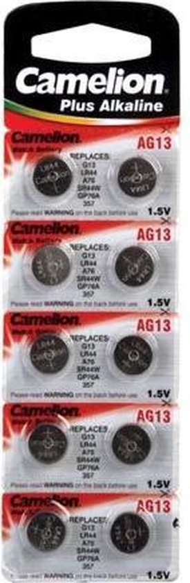 Camelion Knoopcel batterij - AG13/ LR44 blister - 10 stuks | bol