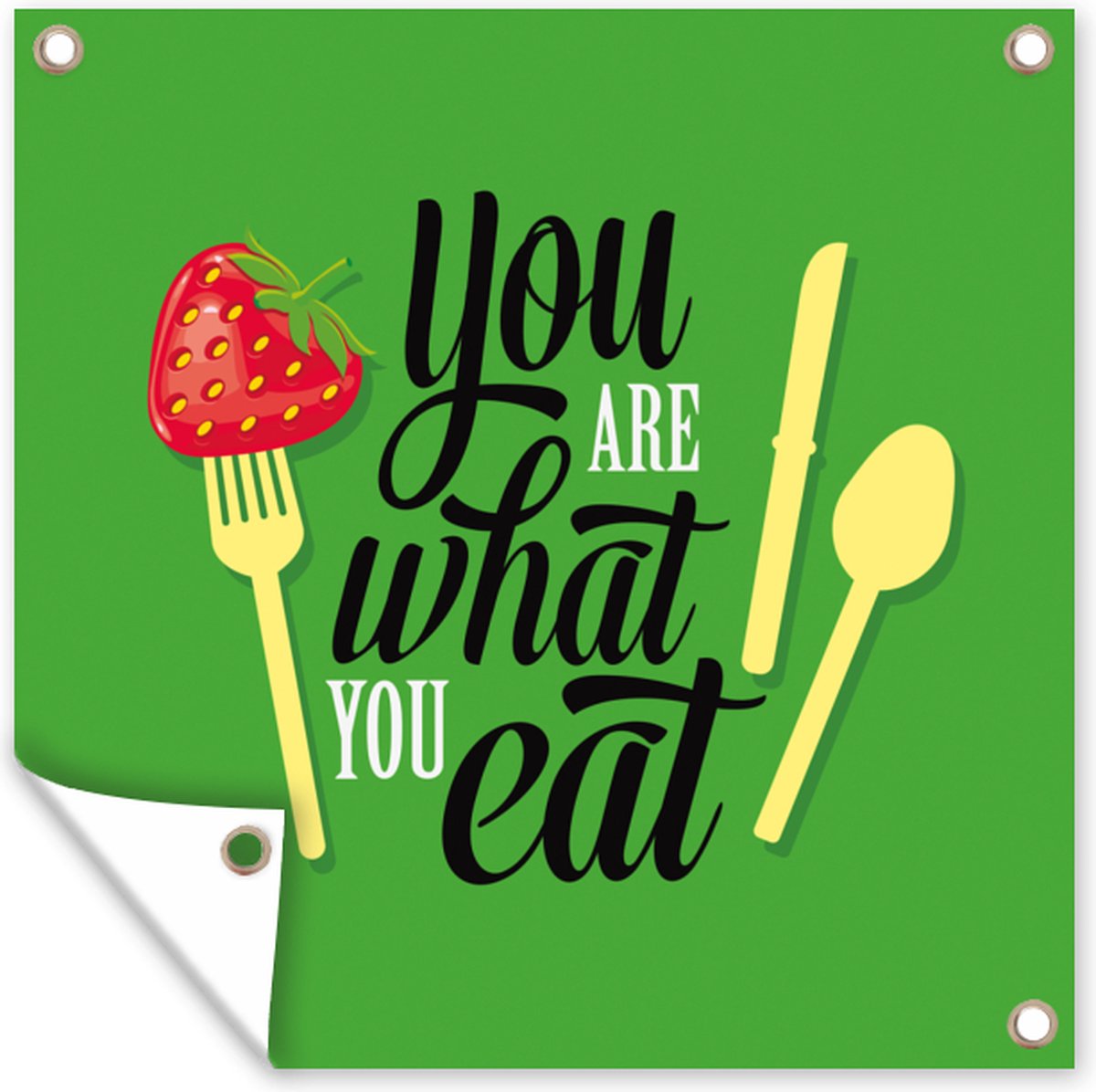 Tuin poster tekening van bestek en een aardbei met de quote You are ...