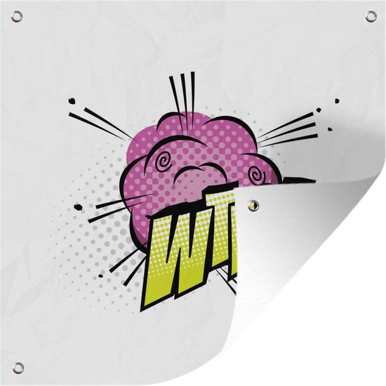 Tuin poster 'Wtf?!' - Spreuken - Quotes - Paars - 200x200 cm - Tuindoek ...