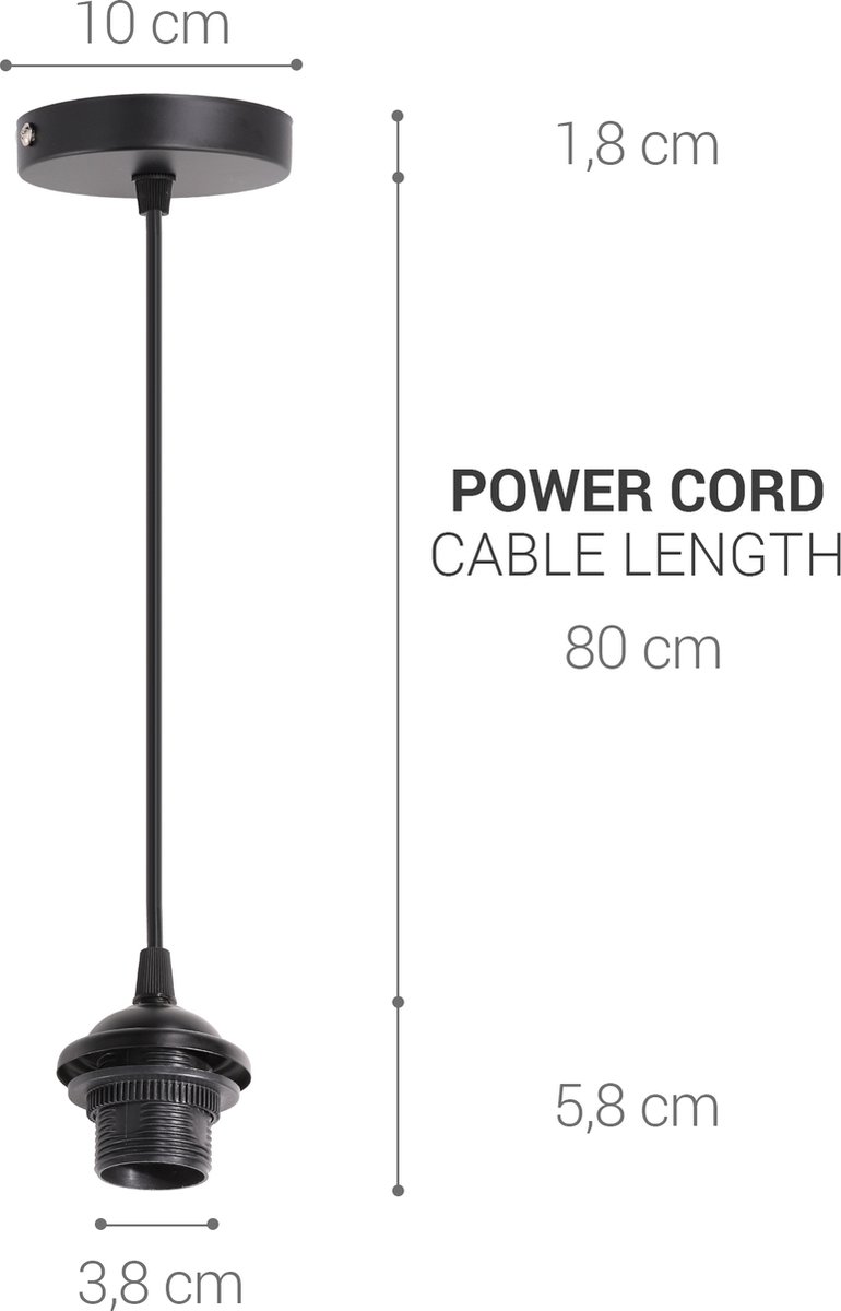 kwmobile E27 fitting met snoer - Lampfitting voor hanglamp - E27 ...