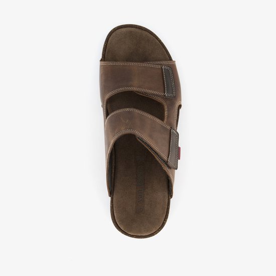Van Beers leren heren slippers bruin - Maat 46 | bol