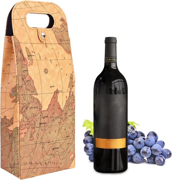 Herbruikbare leren wijn tas voor één fles, krokodillenprint wijn cadeau ...