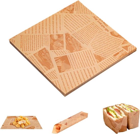 100 Vellen Deli Papier Vellen 22x22cm - Wikkel Papier Sandwiches Kaas ...