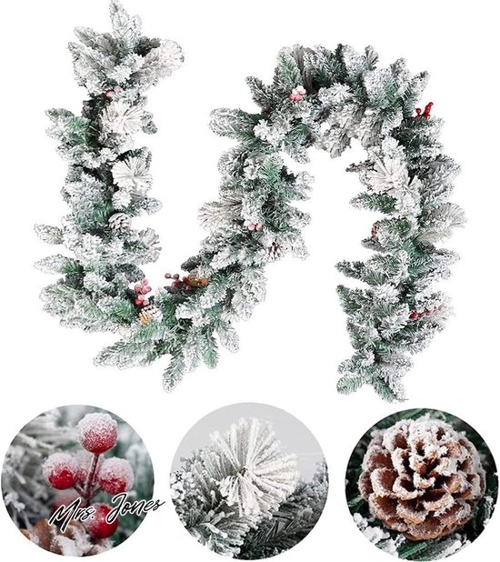 Mrs. Jones Kerstslinger Flocking Fir Garland Kunstmatige Sneeuw ...