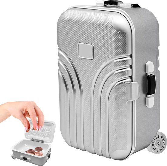 Creatieve Zilveren Mini Bagage Spaarpot - Simulatie Reiskoffer van ABS ...