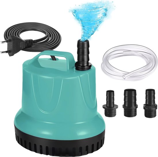 Mini-waterpomp 20W - 1500 l/u Dompelpomp voor Aquarium en Vijver met 3 ...