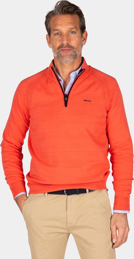 NZA - Rode katoenen pullover met halve rits - Red Orange | bol