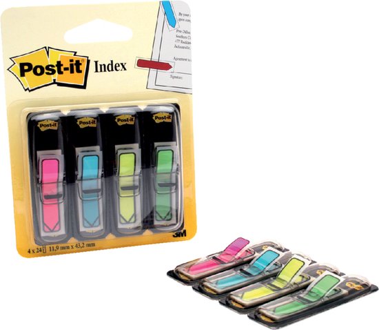 Indextabs post-it 684 12x43mm pijl neon assorti | 6 stuks | bol