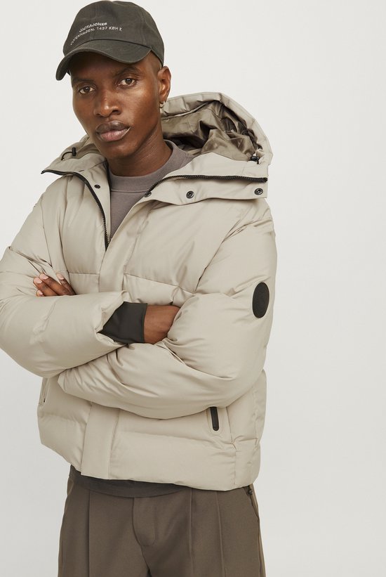 Jack & Jones - Heren Jas winter Alpha Puffer - Beige - Maat M | bol