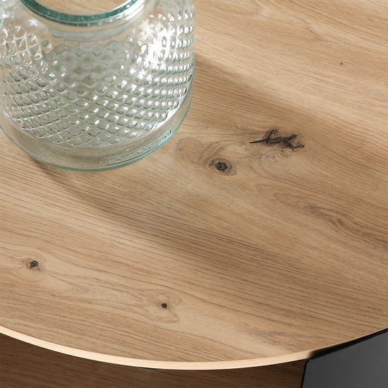 Table basse ronde 2 niveaux flancs métal noir | bol