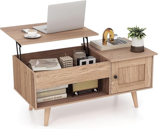 Salontafel in hoogte verstelbaar, salontafel met opbergruimte ...