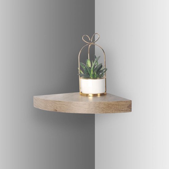 Zwevende Houten Hoekplank - Stijlvolle Wandmontage Display Unit | bol