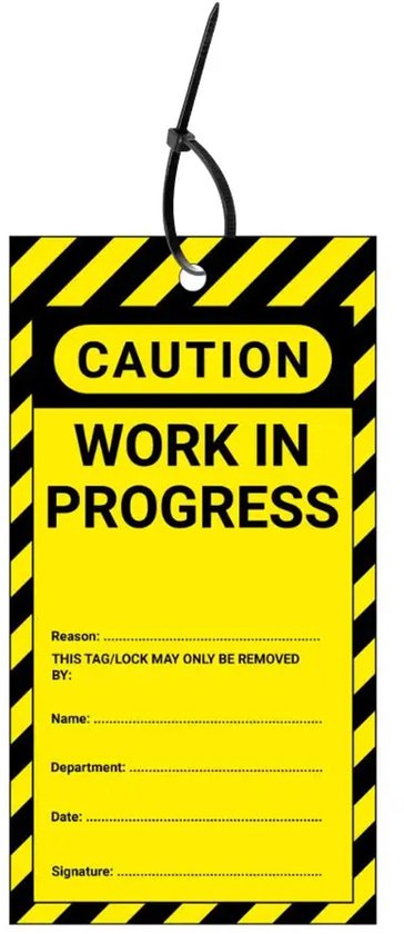LOTO tags work in progress EN - 10 stuks - inclusief tiewraps | bol