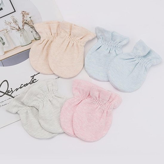 4 Paar Baby Wanten Anti-Kras Voor Pasgeborenen (0-6 Maanden) - Zachte ...