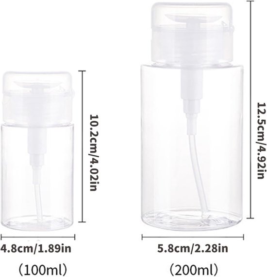 Leeg flesje met pompje voor nagellakverwijderaar, make-up remover ...