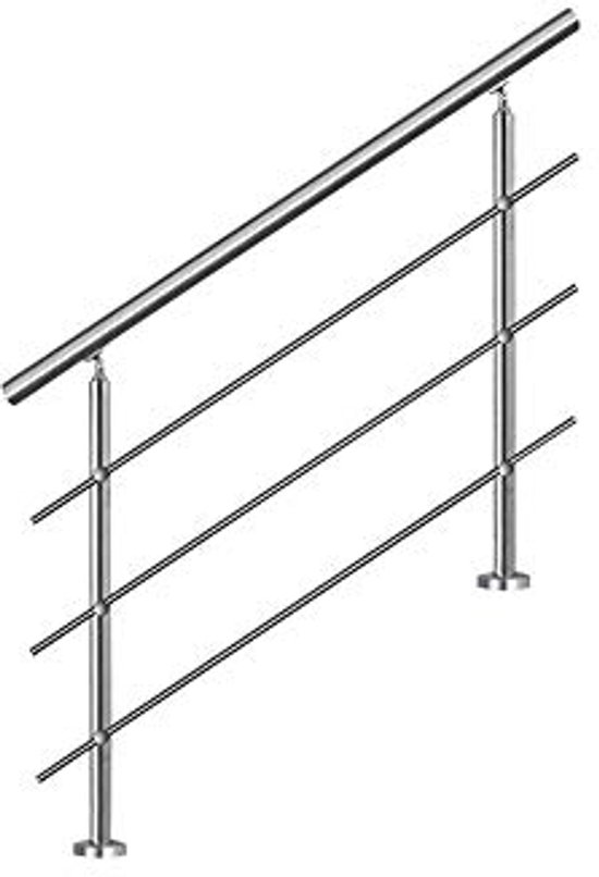 Trapleuning roestvrij staal 160 cm - complete set voor binnen en buiten ...