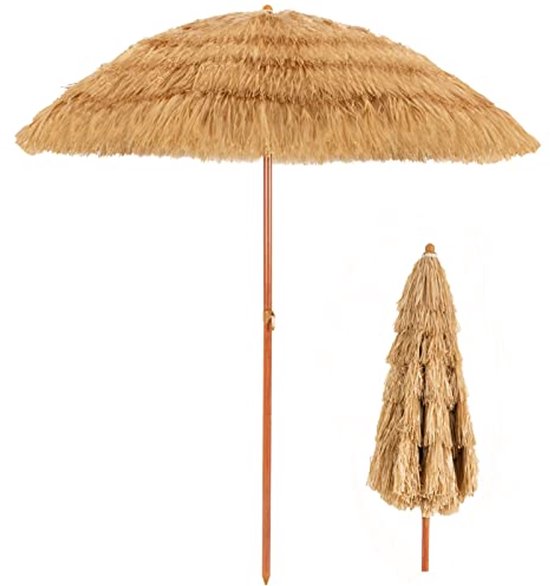 Tiki Parasol voor Strand en Tuin 200 cm met Verstelbare Hoogte en Hoge ...