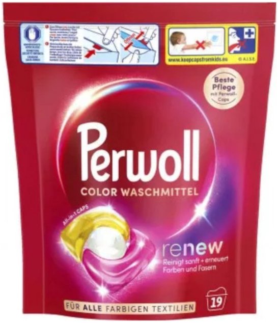 20 capsules pour machine à laver Perwoll - Lavage léger - 19 lavages ...