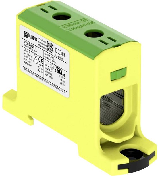 Ouneva Group VC05-0051 Verdeelblok Schroeven Geel-groen 1 stuk(s) | bol